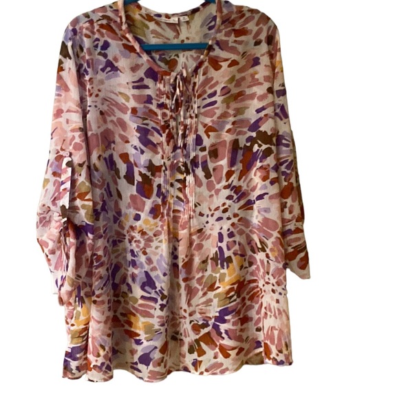 Susan Graver | Tops | Susan Graver Sheer Popover Boho Artsy | Poshmark